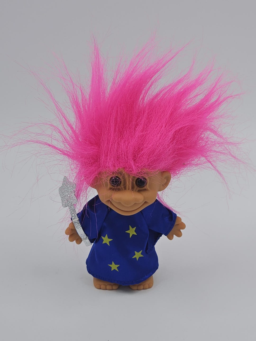 Vintage Russ Troll 5 Wizard Troll Doll Pink Hair W/ Silver Wand Stars ...