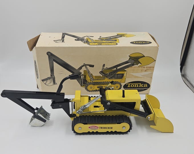 Vintage 1965 TONKA Trencher Loader Backhoe Bulldozer Steel #2534 With ...