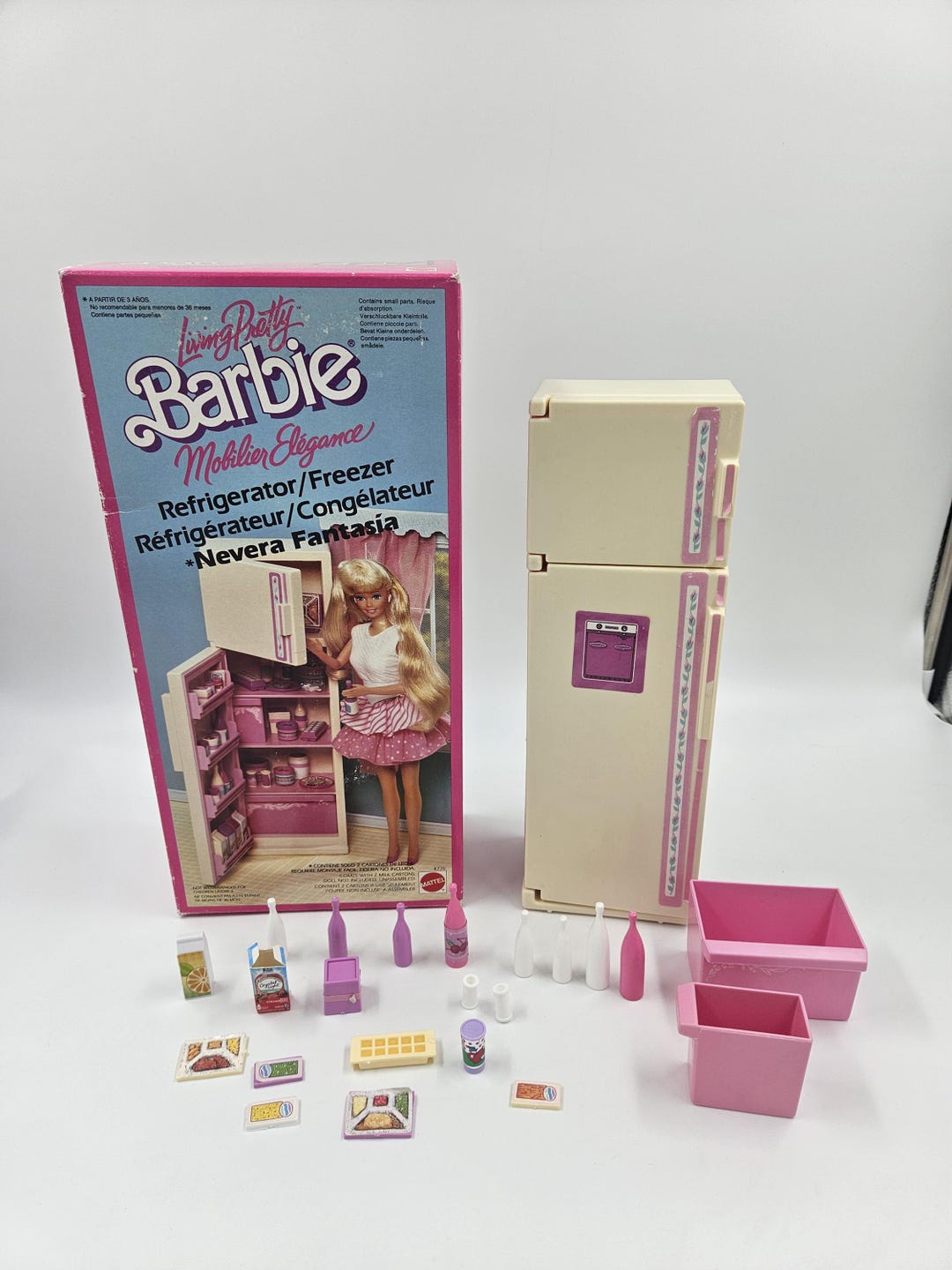 Vintage 1987 Mattel Barbie Living Pretty Kitchen Refrigerator Freezer ...