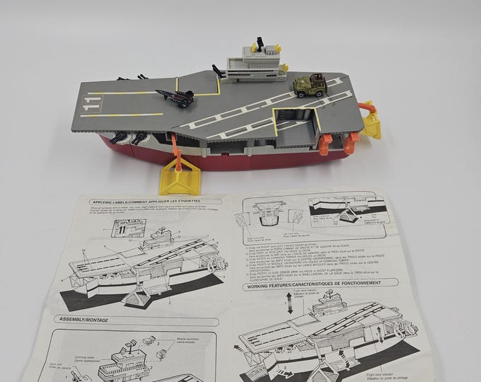 Vintage Micro Machines 1998 Aircraft Carrier Playset Complete With Jet ...