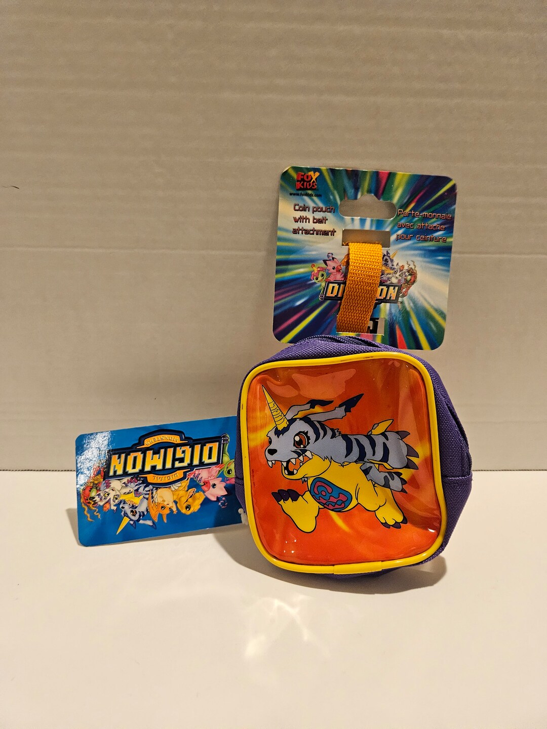 New Vintage Digimon Original Gabumon Purple and Orange Coin Pouch With ...