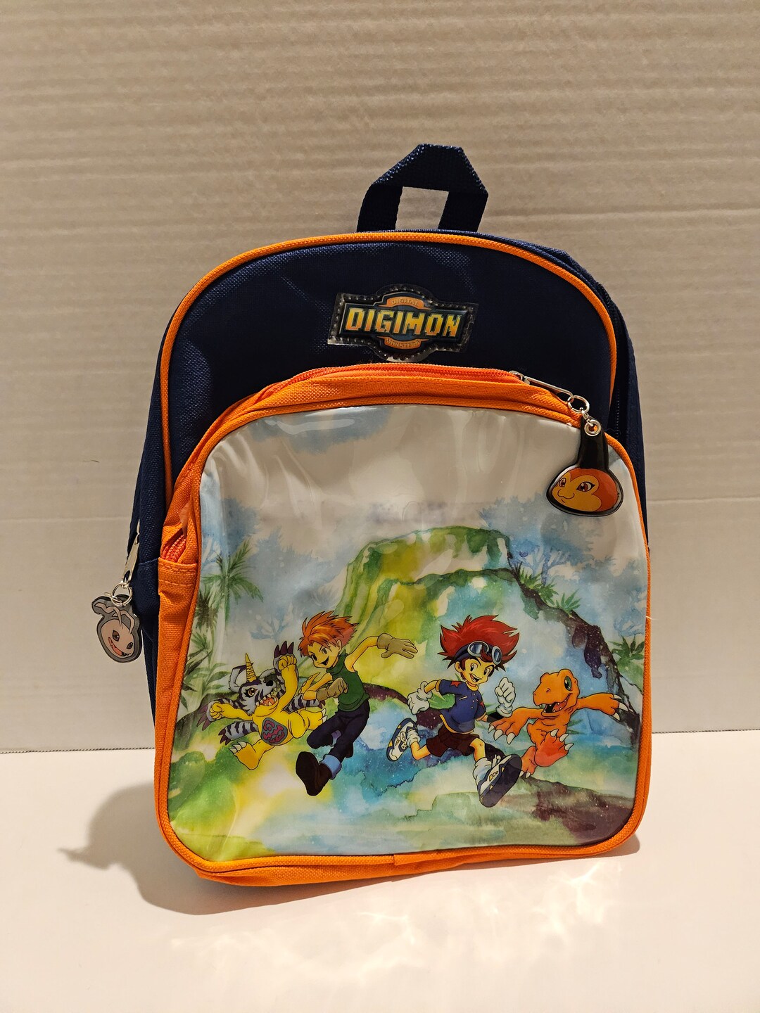 New Vintage Digimon Kids Backpack Schoolbag Gabumon and Agumon 1990's ...