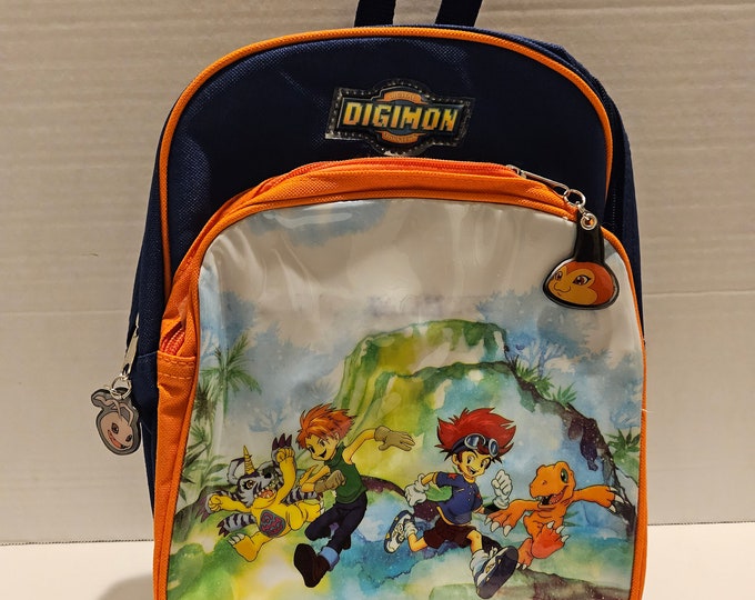 New Vintage Digimon Kids Backpack Schoolbag Gabumon and Agumon 1990's ...
