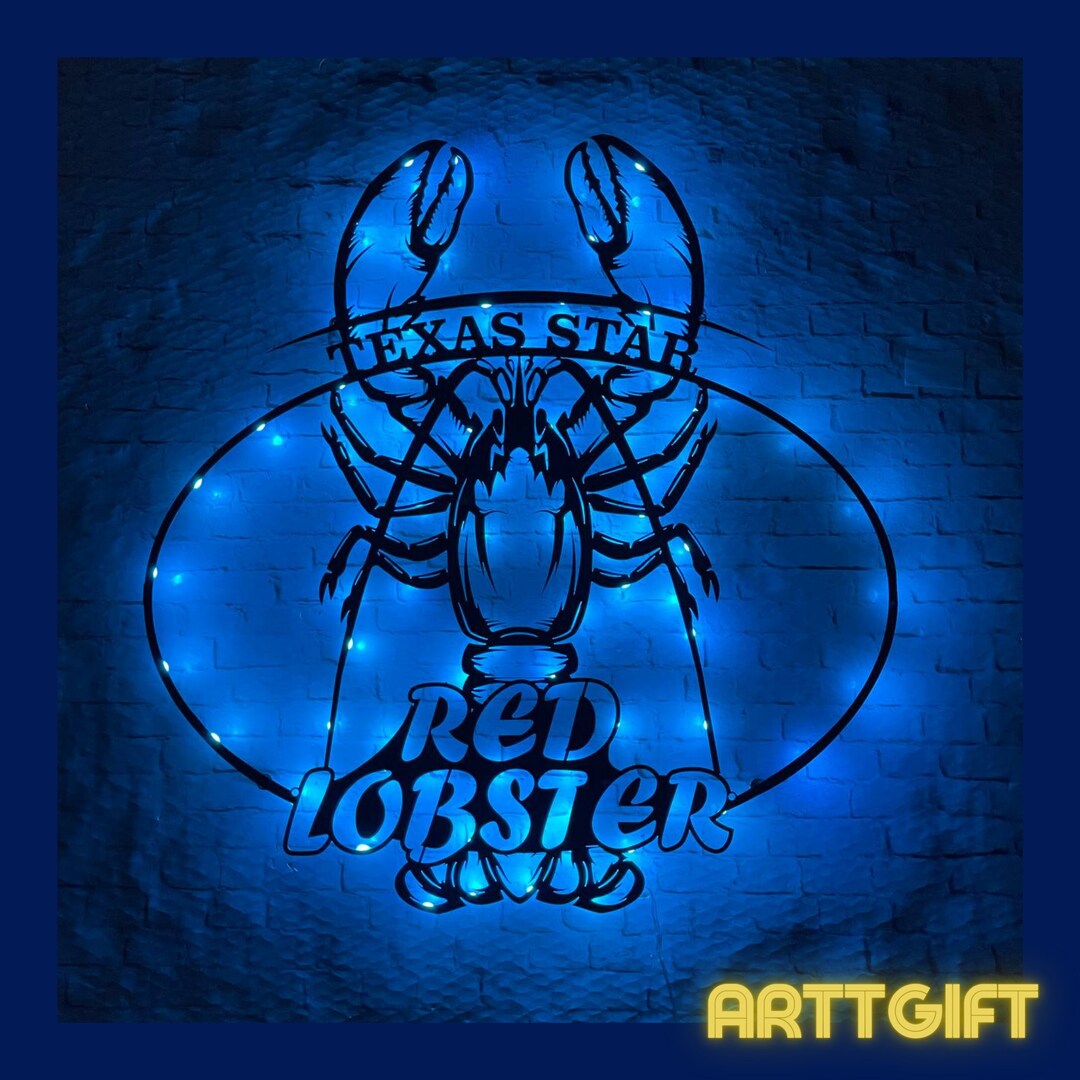 Custom Red Lobster Metal Wall Art LED Light Personalized - Etsy