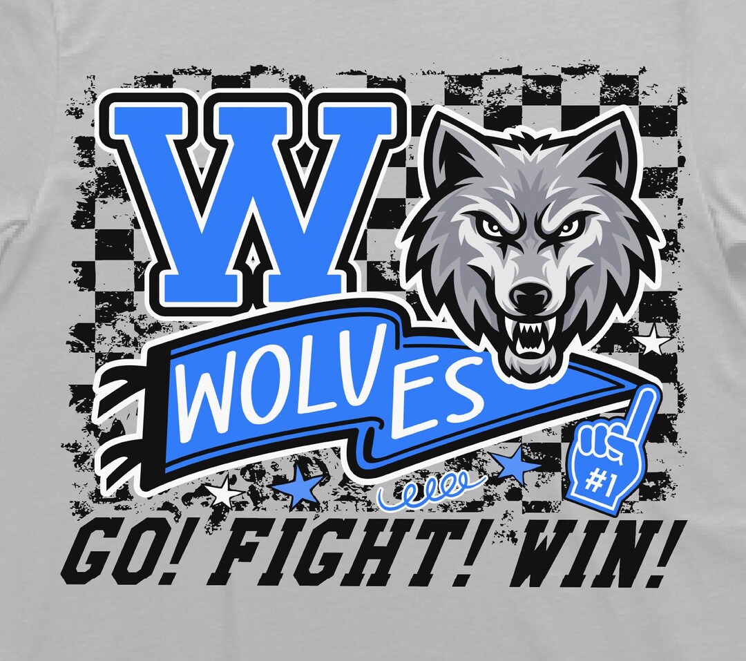 Wolves Go Fight Win PNG, Wolves Game Day Team Flag Blue PNG, Wolves ...