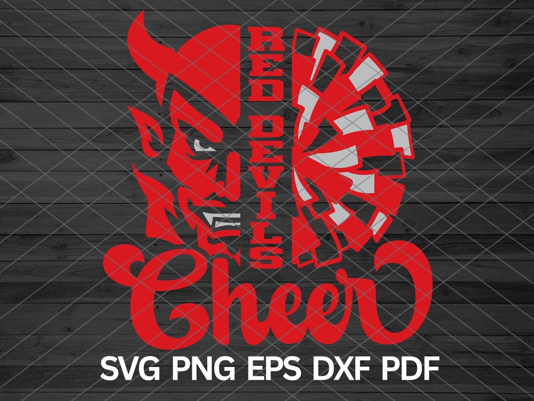 Red Devils Cheer Svg, Red Devils Cheer Pom Svg, Red Devils Cheerleading ...