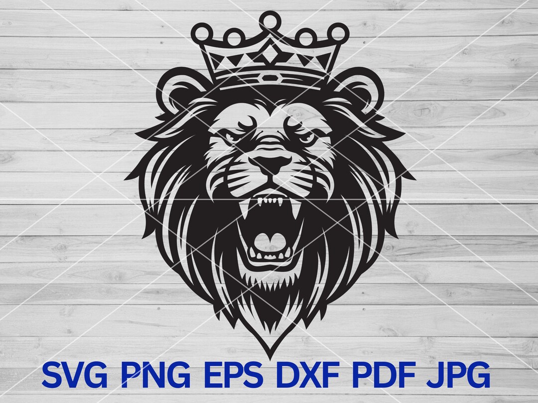 King Lion Svg, Crowned Lion Svg, Lion With Crown Svg, Lion Head Svg ...