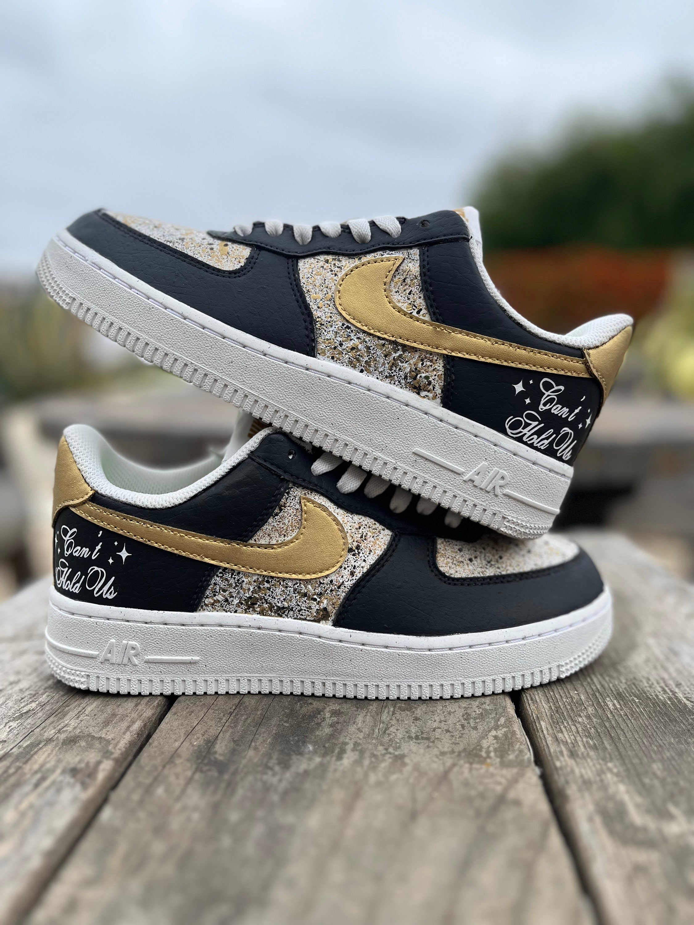 Black and Gold Air Force 1 Custom Gold & Black Speckle - Etsy