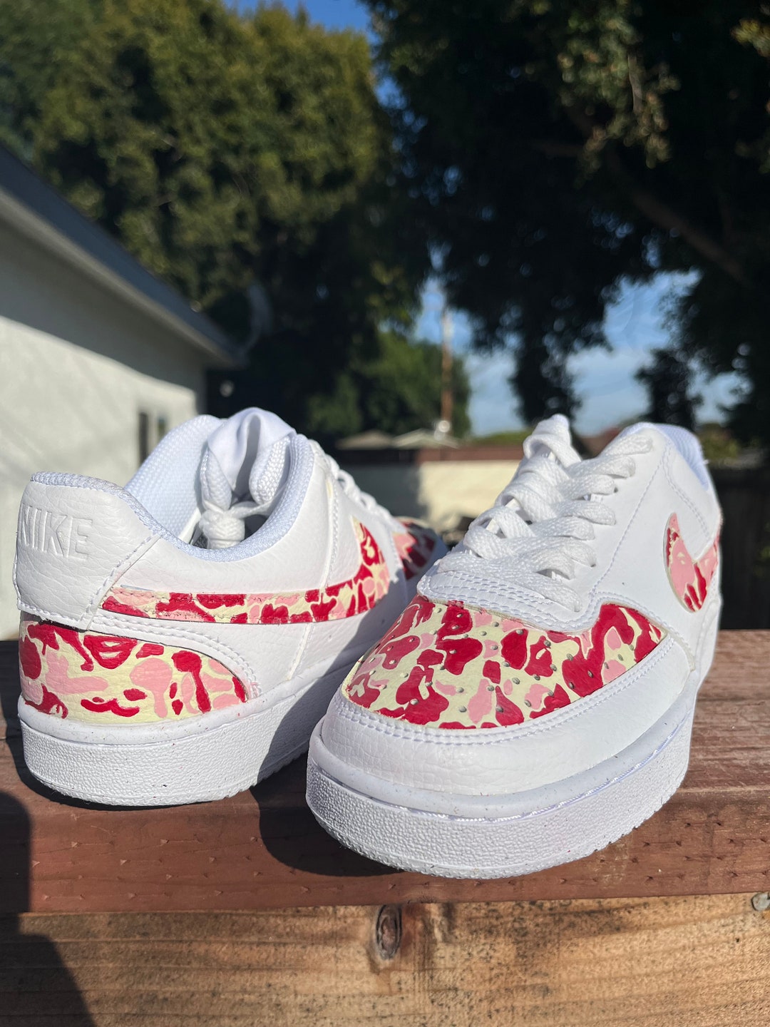 Custom Pink & Red Camo AF1 Shoes - Etsy