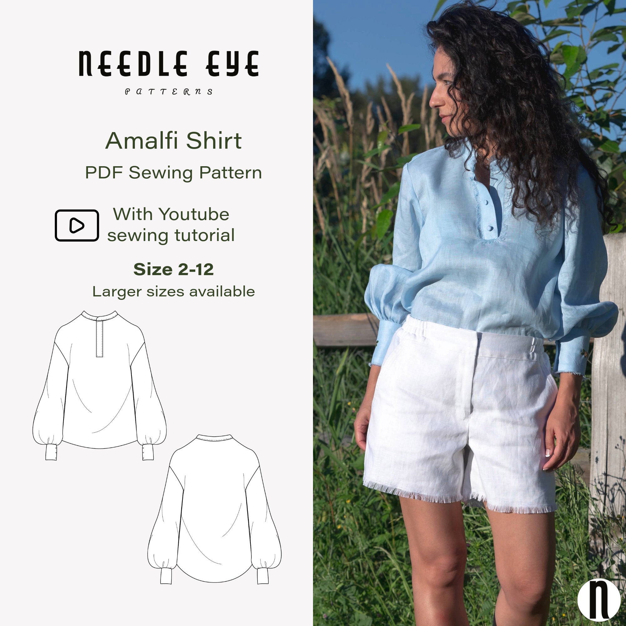 Amalfi Shirt PDF Sewing Patterns With Tutorials for Women | Size 2-12 ...