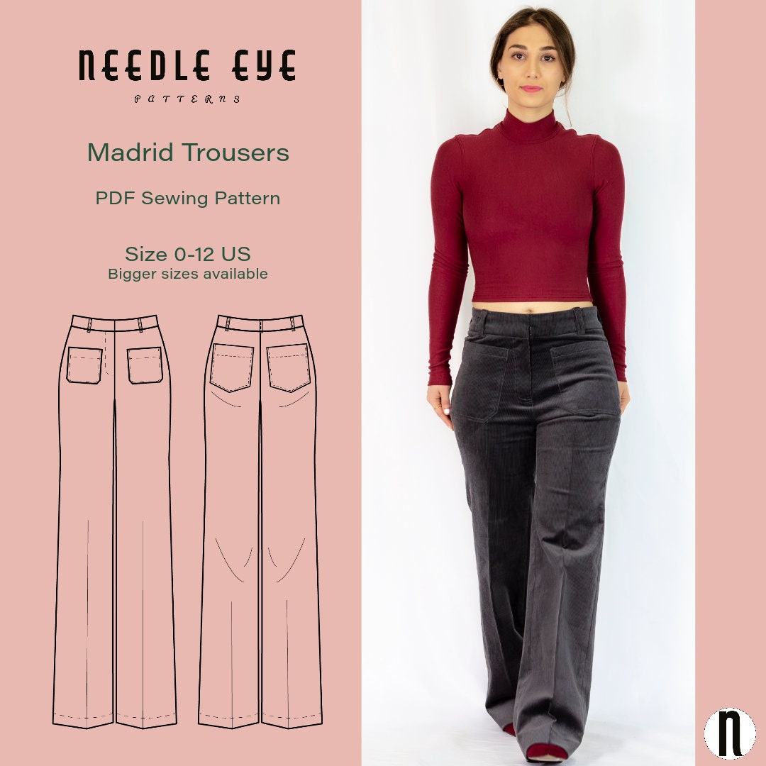 Madrid Trousers PDF Sewing Pattern With Tutorials for Women | Size 0-12 US - Etsy