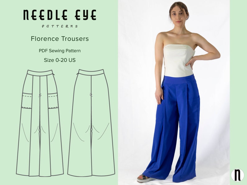 Florence Trousers PDF Sewing Pattern With Tutorial for Women | Size 0-20 US - Etsy