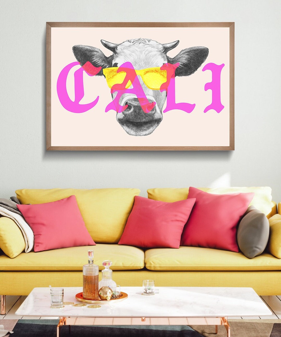 Cali Cow Poster, California Cow Typography Art Print, Western Decor ...