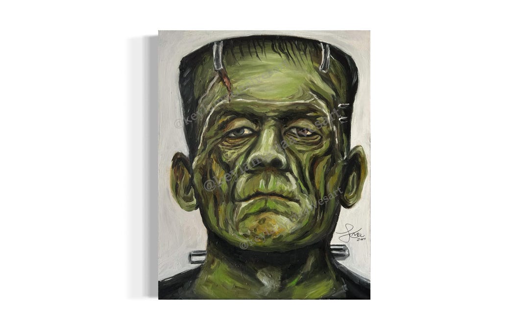 Frankenstein's Monster, Oil Painting on Wood Board 11x14" - Etsy
