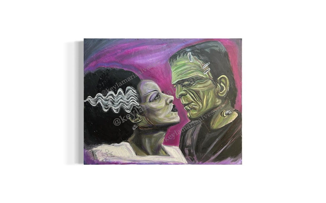 The Bride of Frankenstein & Frankenstein's Monster, Oil Painting on ...