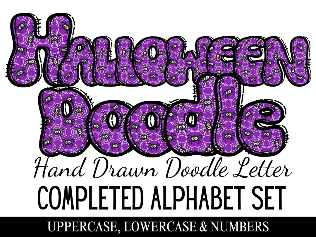 Halloween Doodle Alphabet Letters PNG Purple Halloween With - Etsy