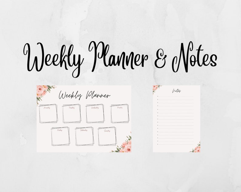 Printable Weekly Planner and Notes - Etsy