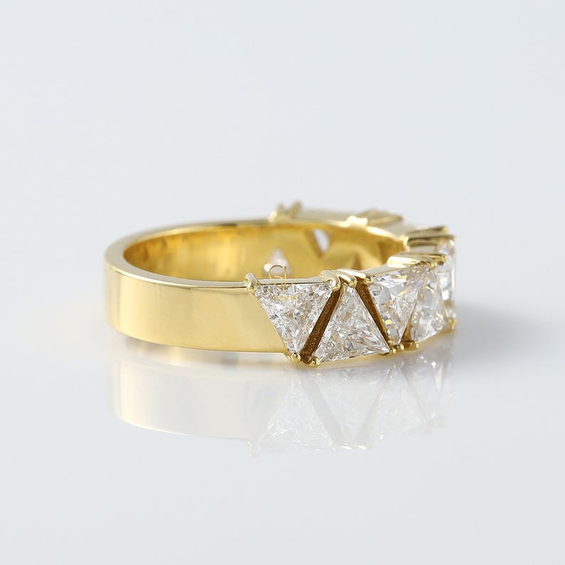 Triangle Cut Half Eternity Wedding Band, Triangle Cut Lab Grown Diamond ...