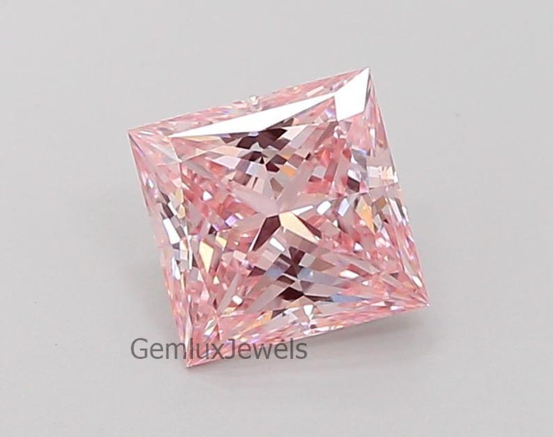 IGI Certified Princess Cut Pink Loose Lab Grown Diamond, Fancy Vivid ...