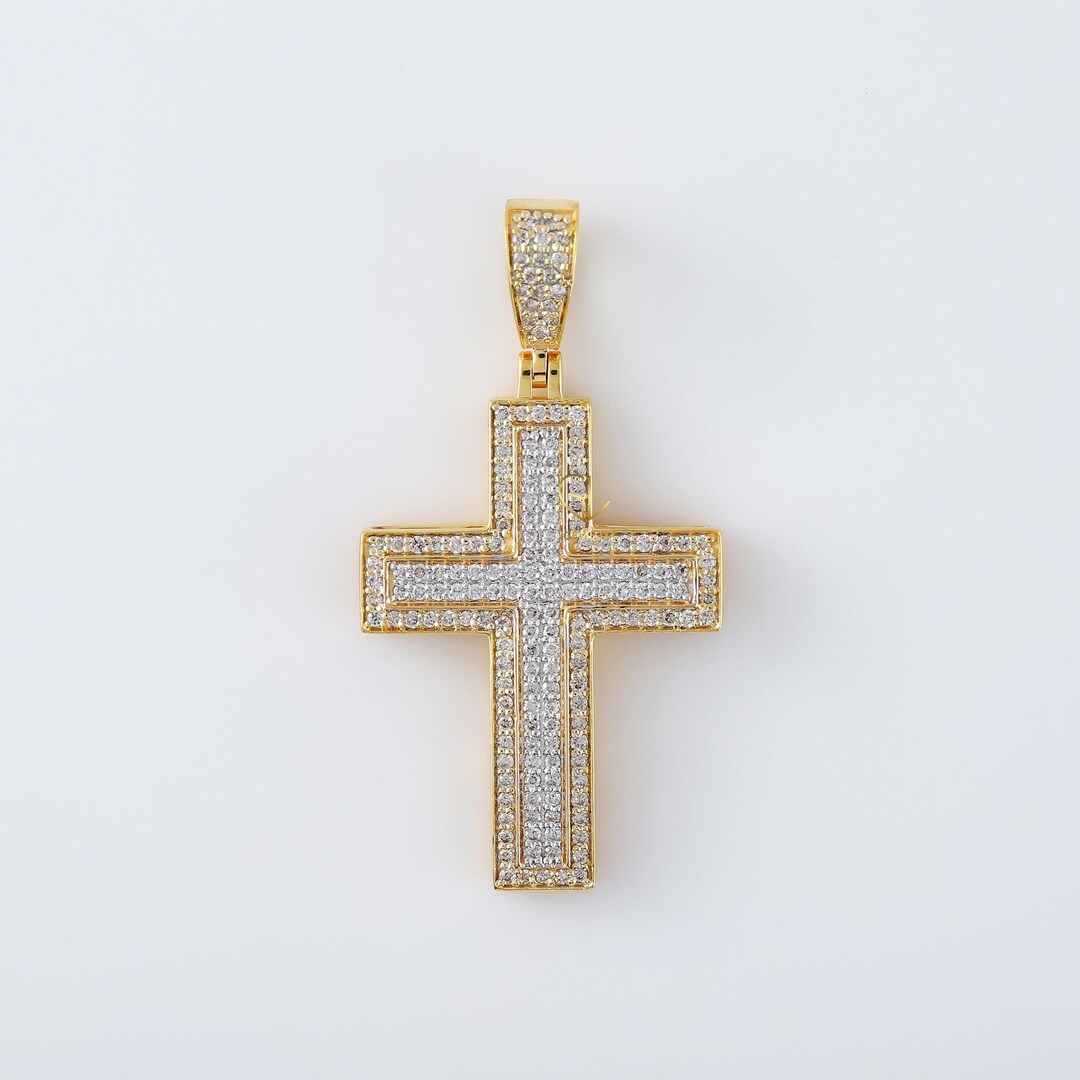 Lab Grown Diamond Cross Pendant: Round Cut Religious Charm - Etsy