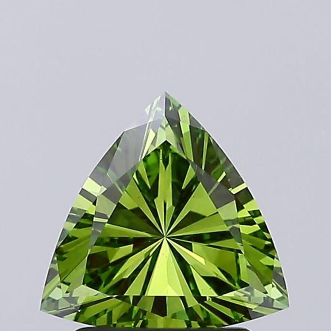 Certified Triangular Cut Lab Grown Diamond: Fancy Vivid Green Loose ...