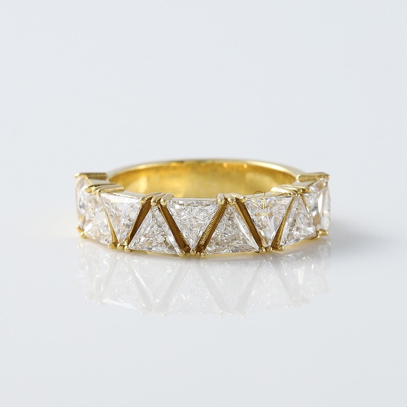 Triangle Cut Half Eternity Wedding Band, Triangle Cut Lab Grown Diamond ...