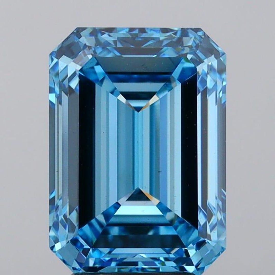 IGI Certified Vivid Blue Emerald Cut Lab Grown Diamond: Loose CVD ...