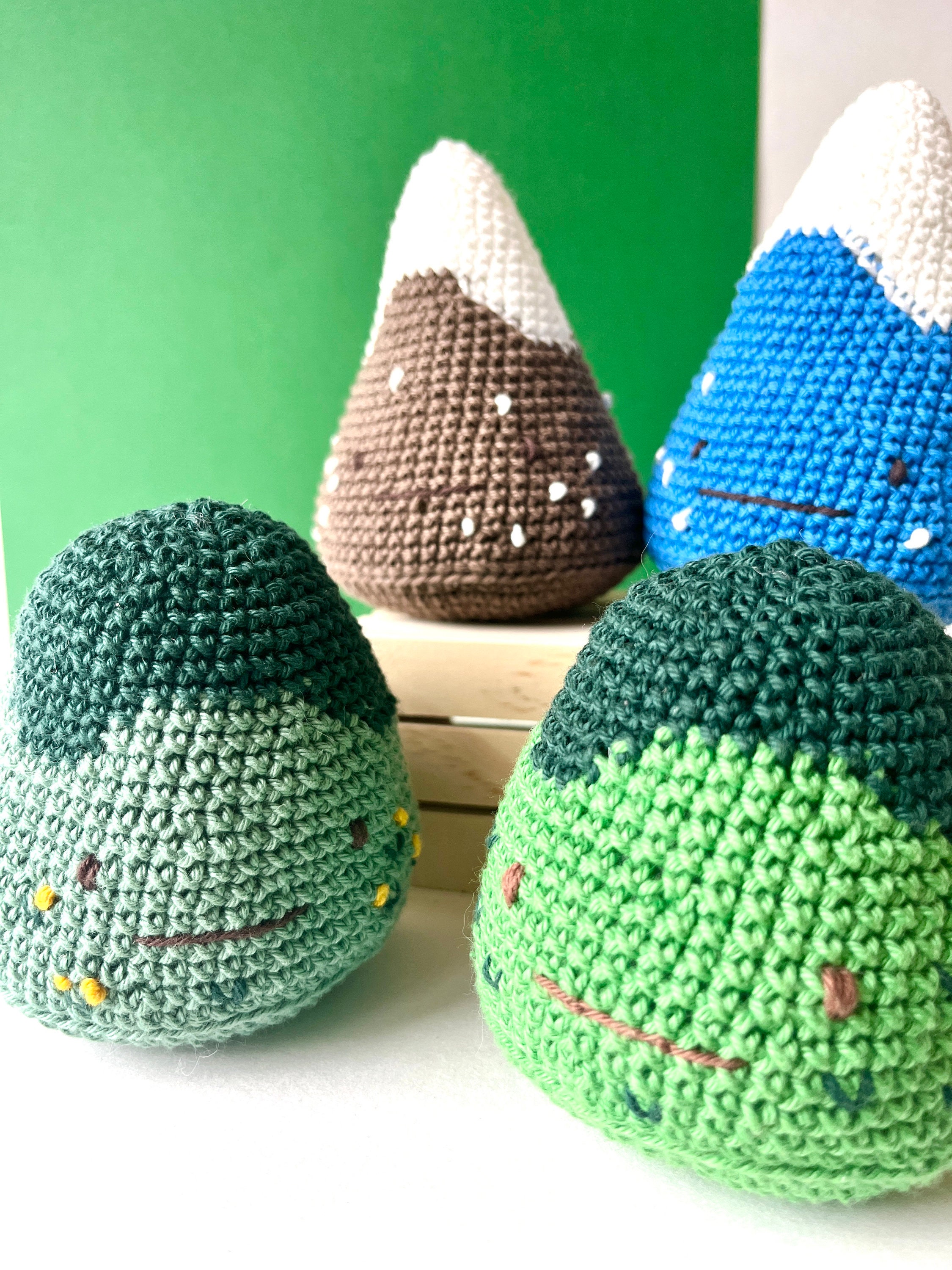 No-sew Kawaii Mountain and Hill Crochet Pattern, Amigurumi Bobble Plush ...