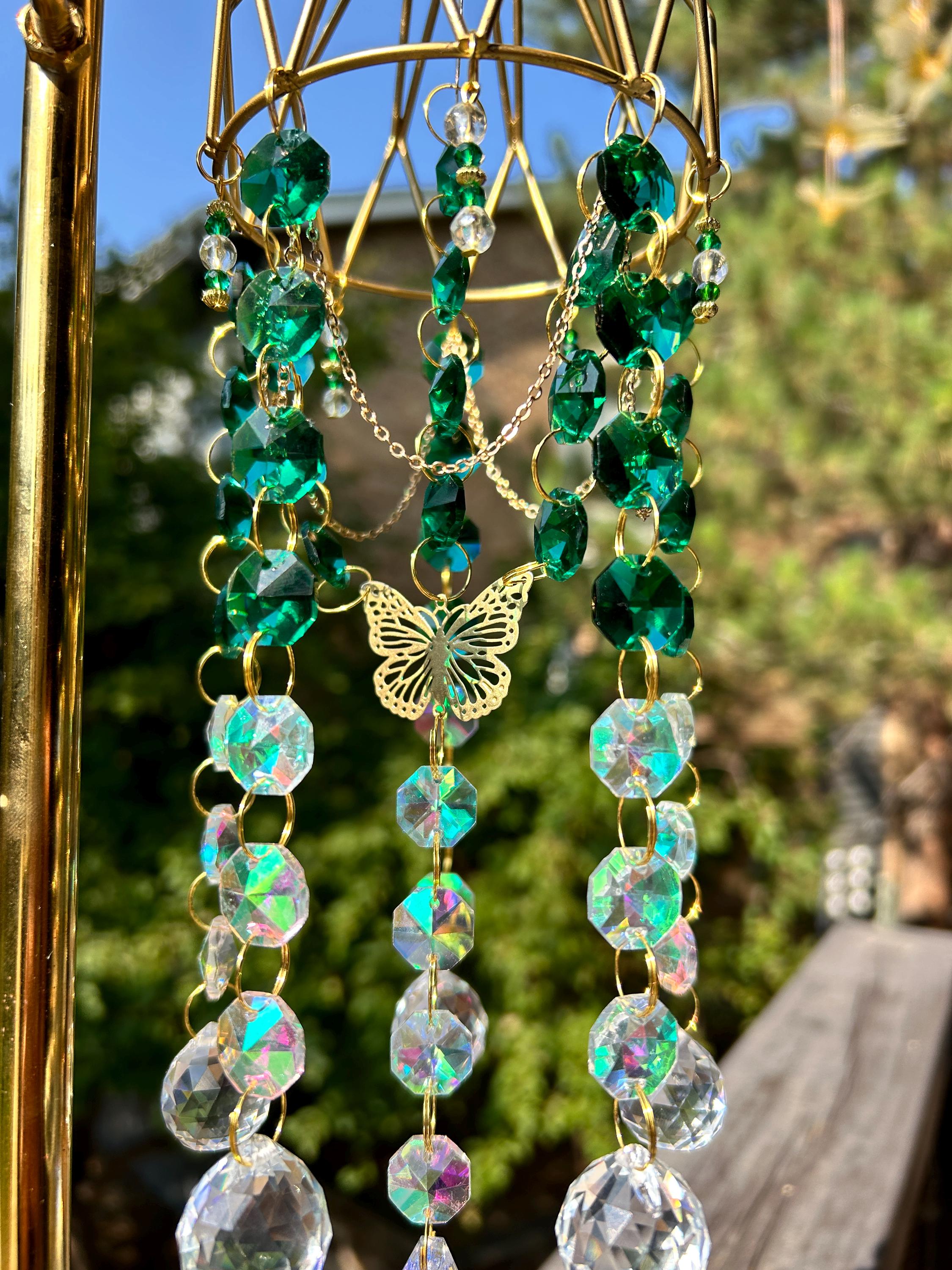 Butterfly Crystal Suncatcher: Custom Color Prism, Boho Home Decor - Etsy