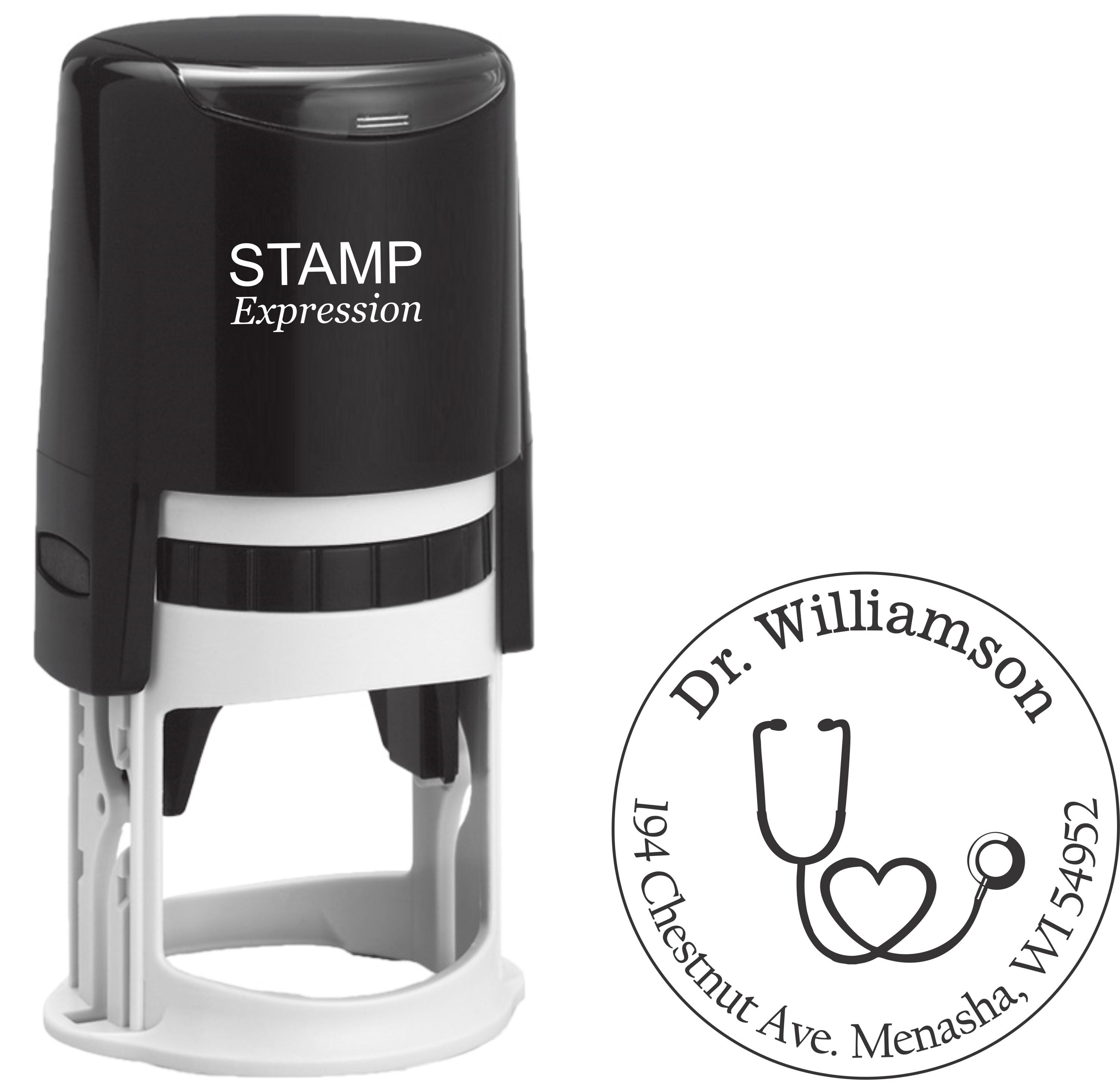 Medical Stethoscope Custom Return Address Stamp – Self-inking Rubber ...