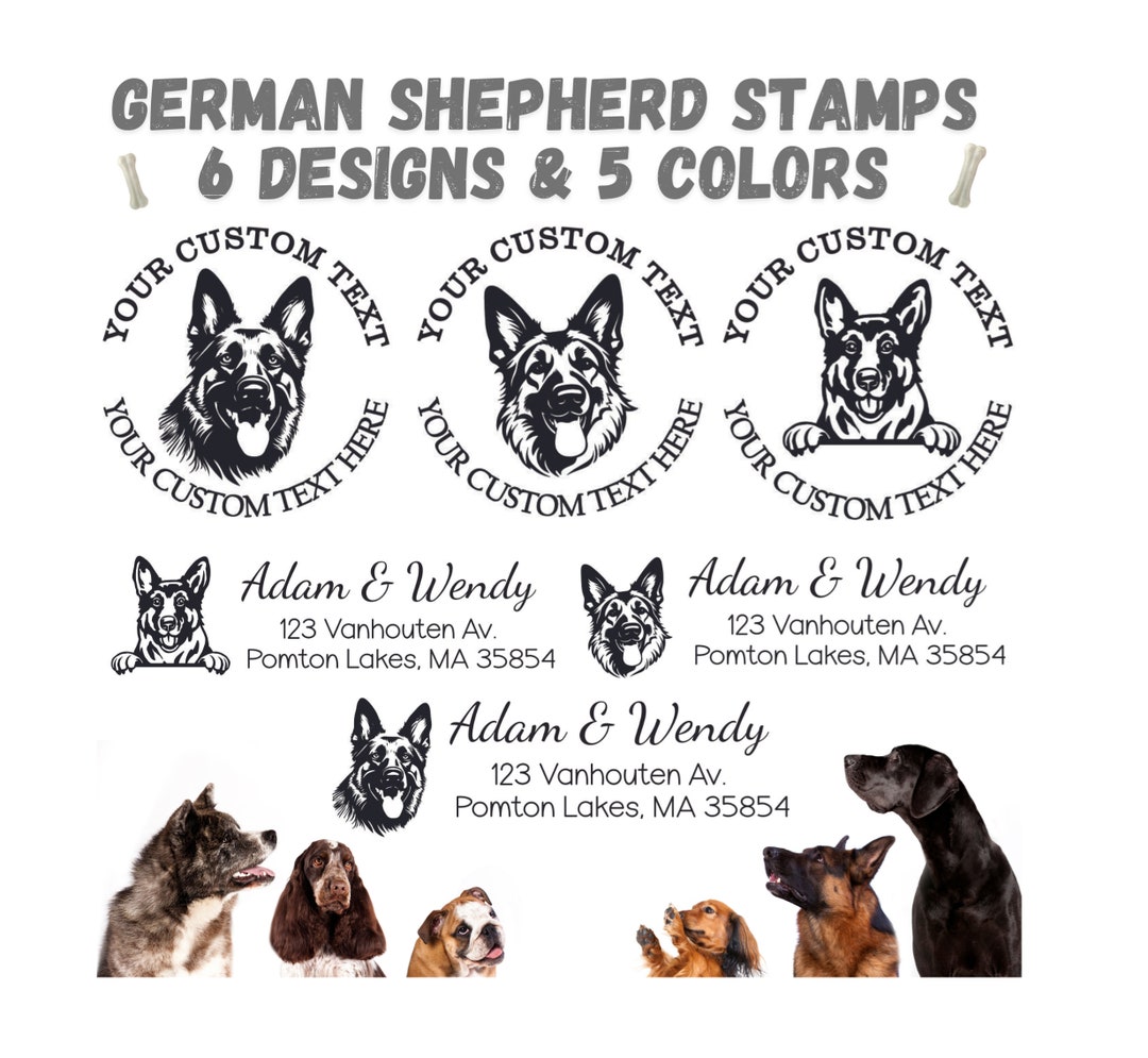 German Shepherd Dog Custom Personalized Rubber Stamps. 6 Designs to ...