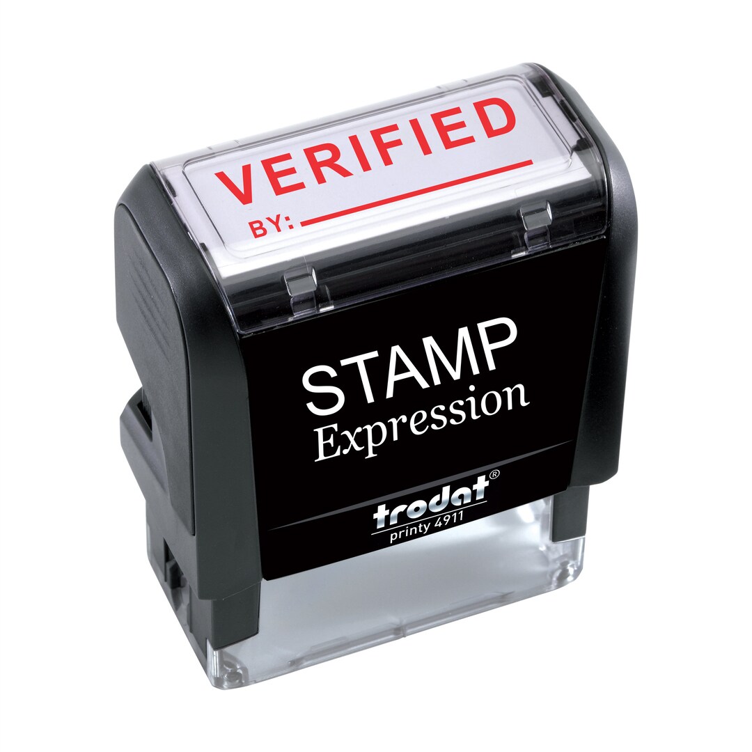 Stampexpression - Verified by With Line Office Self Inking Rubber Stamp ...