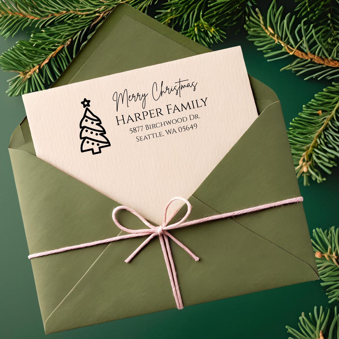 Christmas Address Stamp | Wedding Stamper | Self Inking Stamp | Custom ...