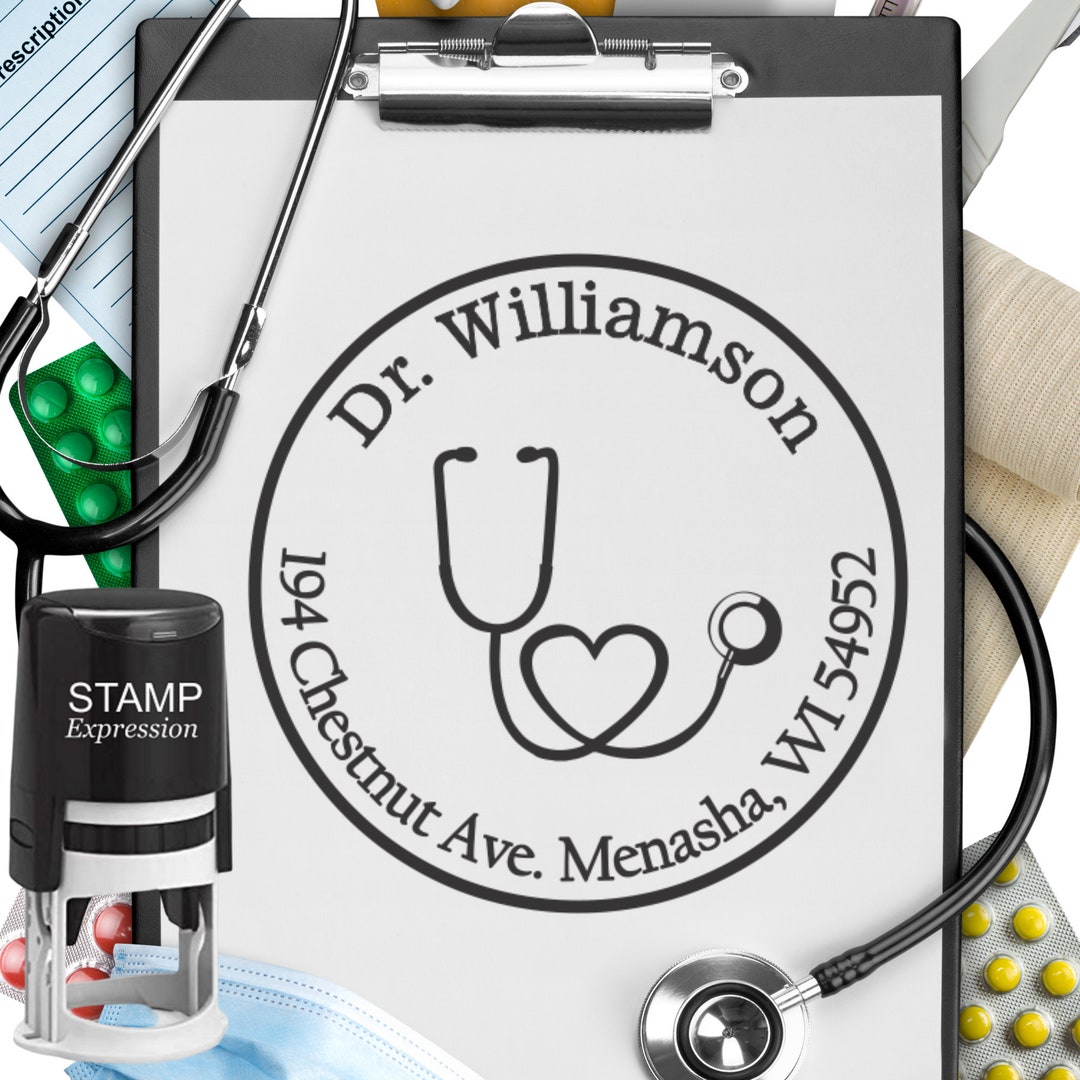 Medical Stethoscope Doctor Nurse Return Address Stamp Self Inking ...