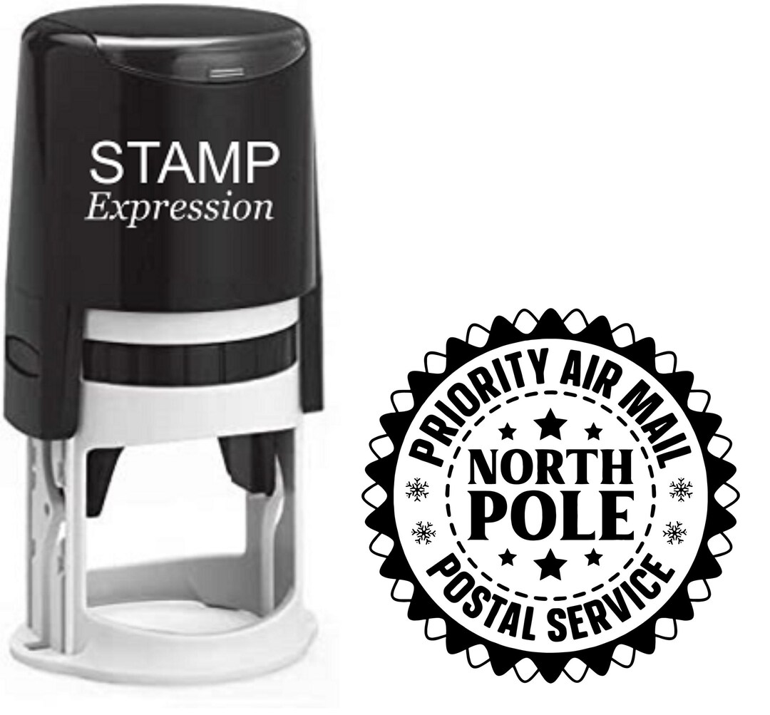 North Pole Postal Service Priority Mail Rustic Christmas Stamp (ET ...