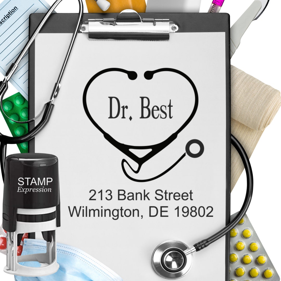 Medical Stethoscope Doctor Nurse Return Address Stamp - Self Inking ...
