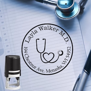 Medical Stethoscope Custom Return Address Stamp – Self-inking Rubber ...
