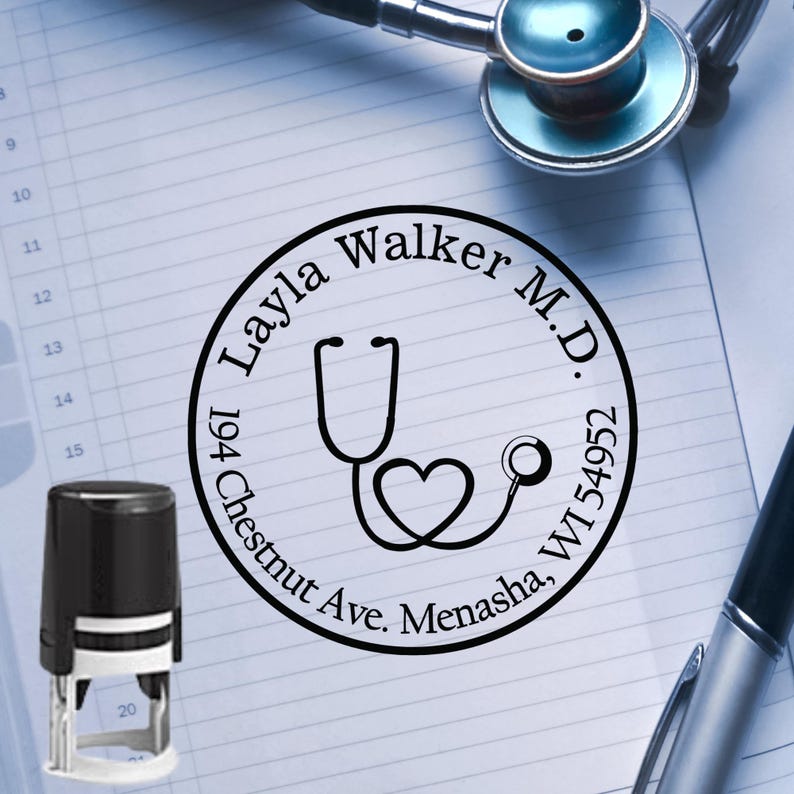 Medical Stethoscope Custom Return Address Stamp – Self-inking Rubber ...