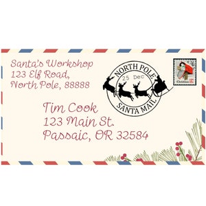 North Pole Santa Mail Christmas Stamp - Etsy