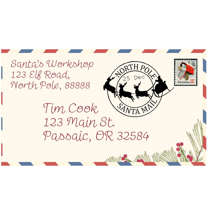 North Pole Santa Mail Christmas Stamp - Etsy