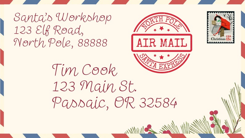 North Pole Santa Express Air Mail Christmas Stamp - Etsy