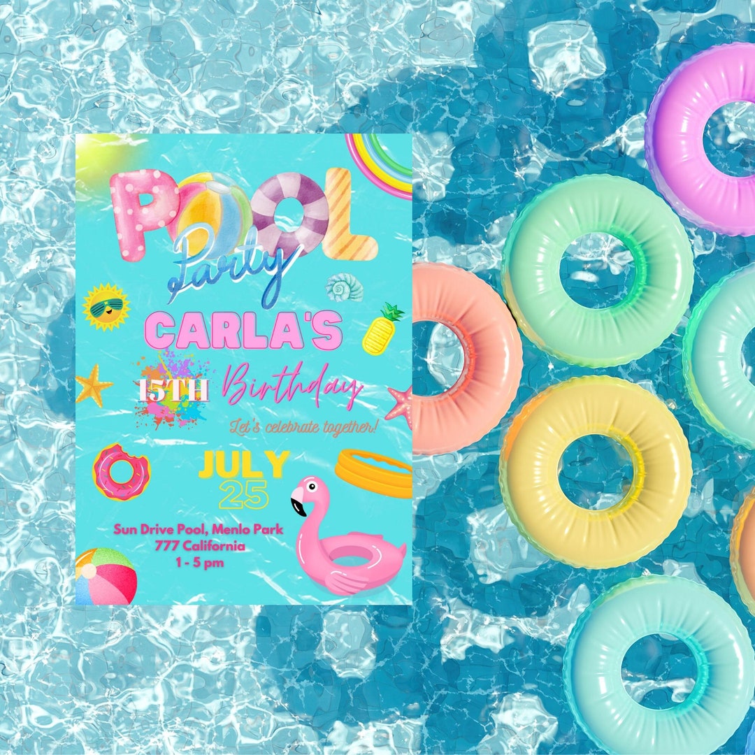 Pool Party Invitation, Pool Party Invite, Birthday Pool Party, Summer ...