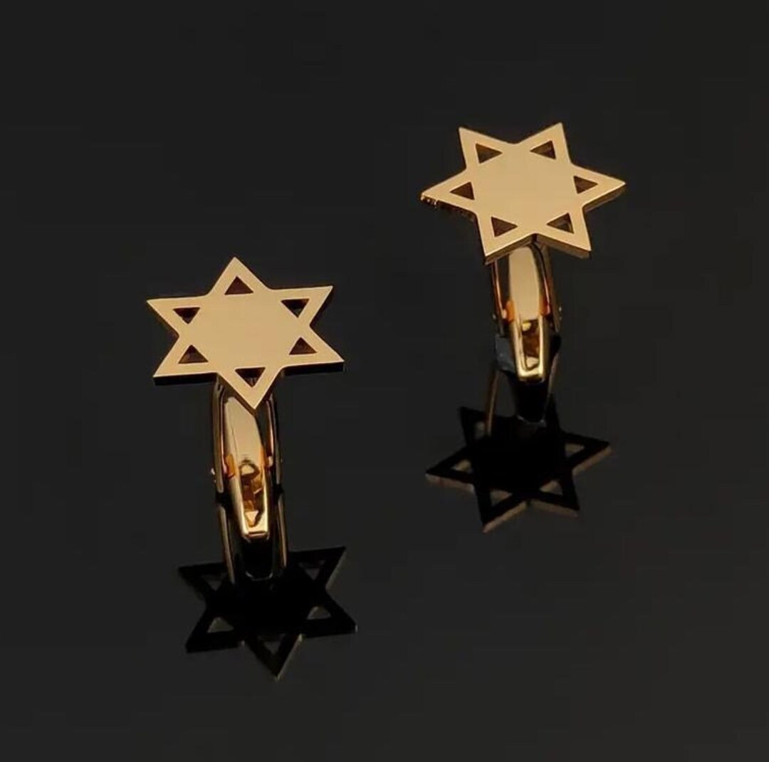 Stainless Steel Classic Magen David Cufflinks for Men - Rose Gold ...