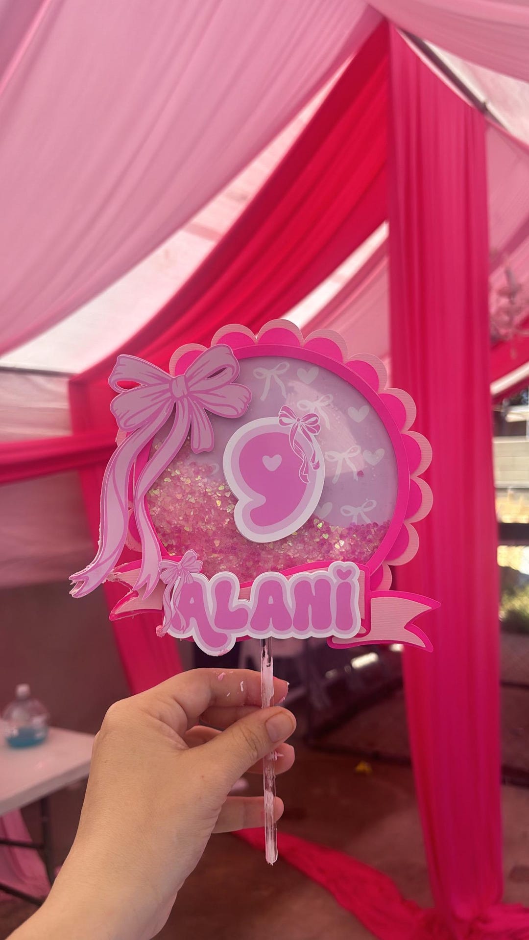 Bow Coquette Cake Topper Pink Cake Topper - Etsy