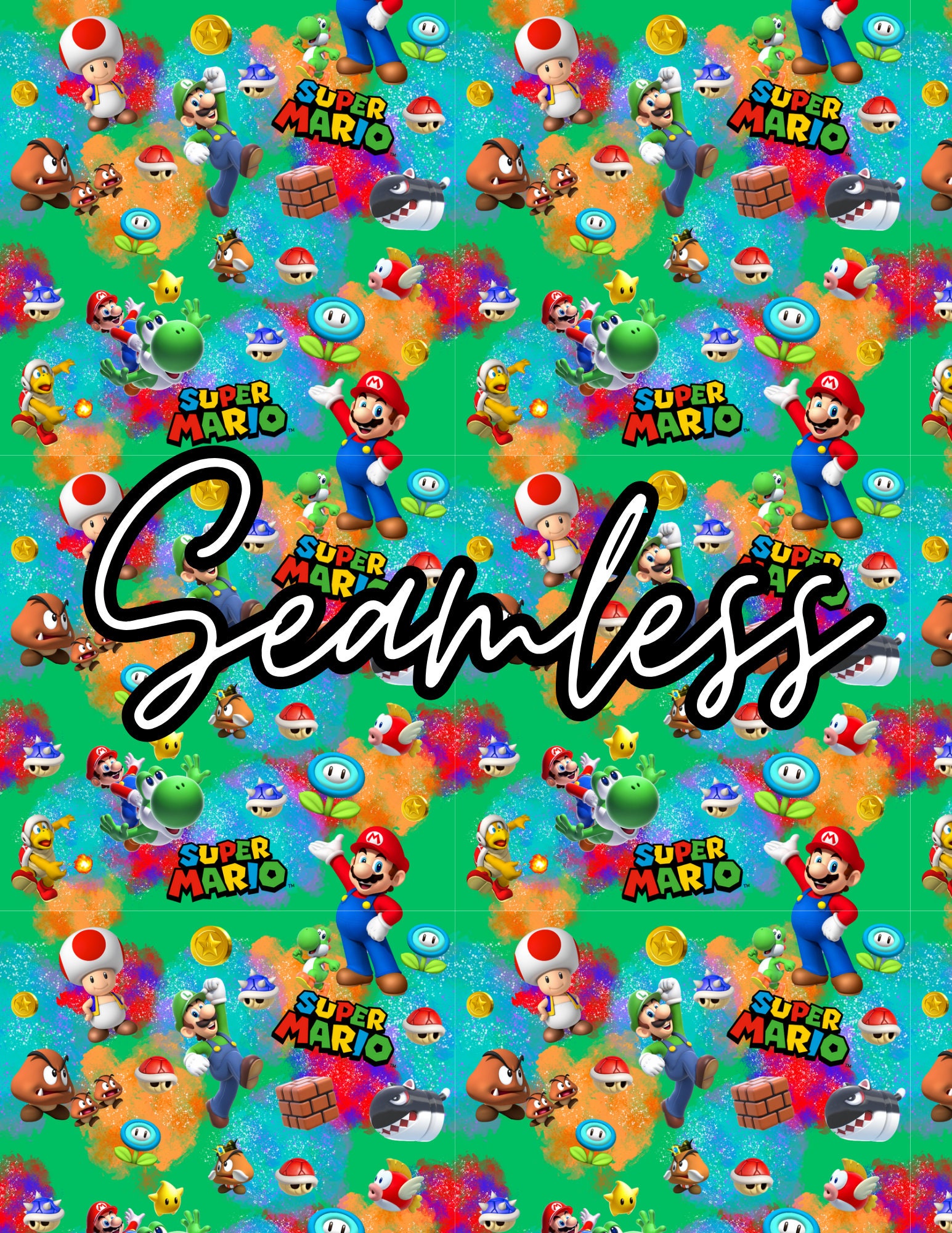 Super Mario Seamless File Digital Download - Etsy