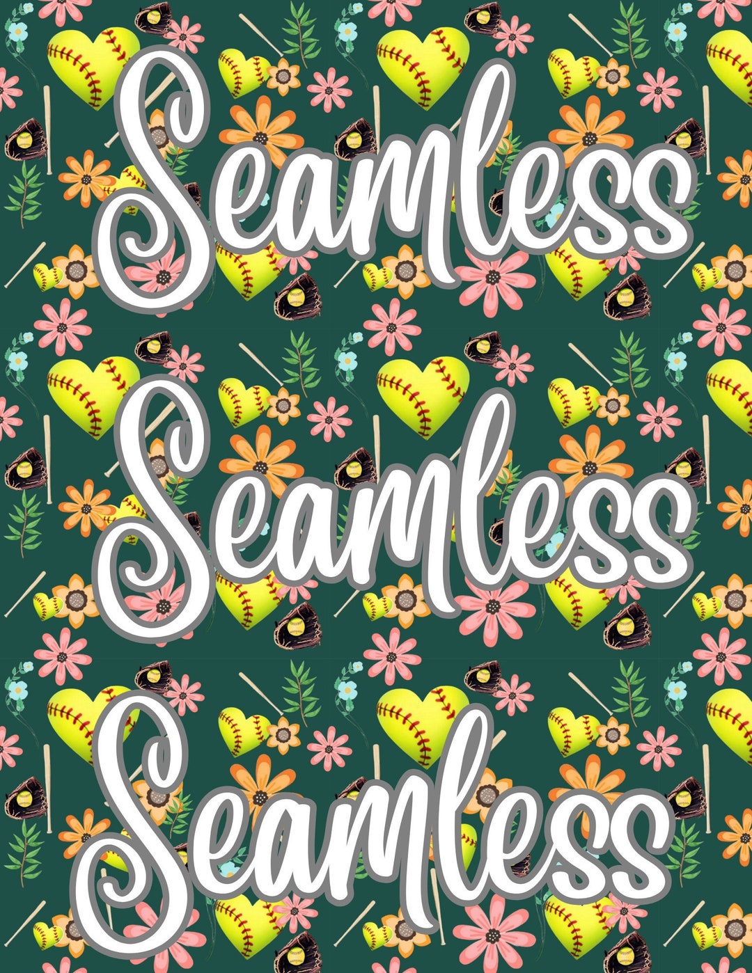 Softball Seamless Pattern Digital Download - Etsy