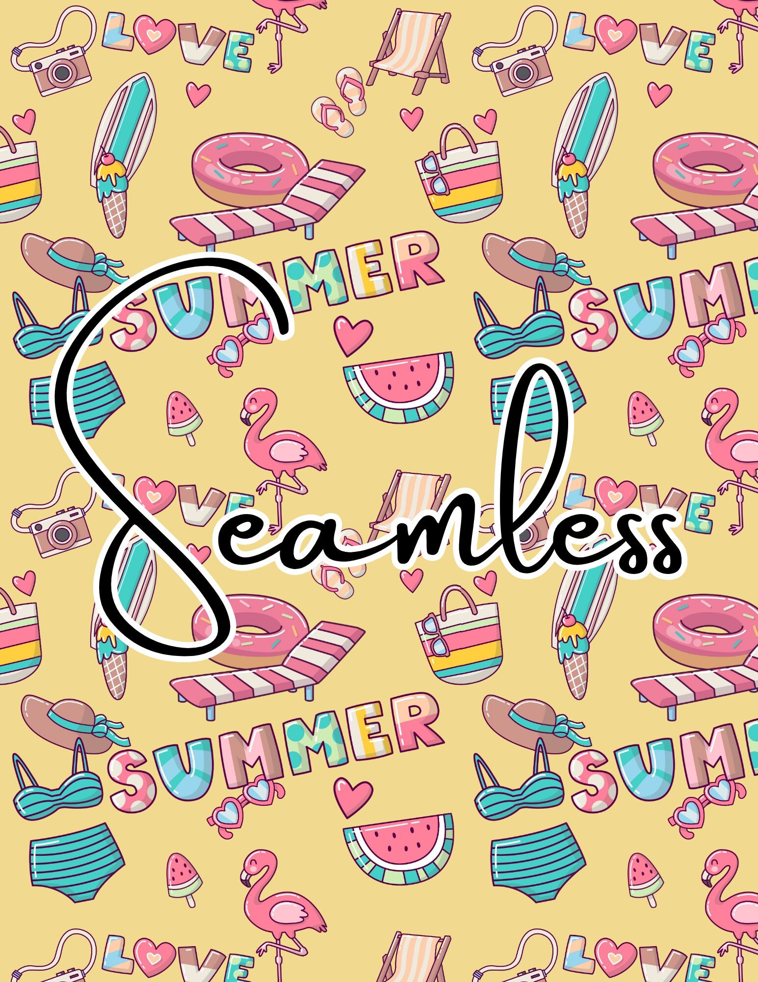 Girl Summer Seamless Pattern Digital Download - Etsy