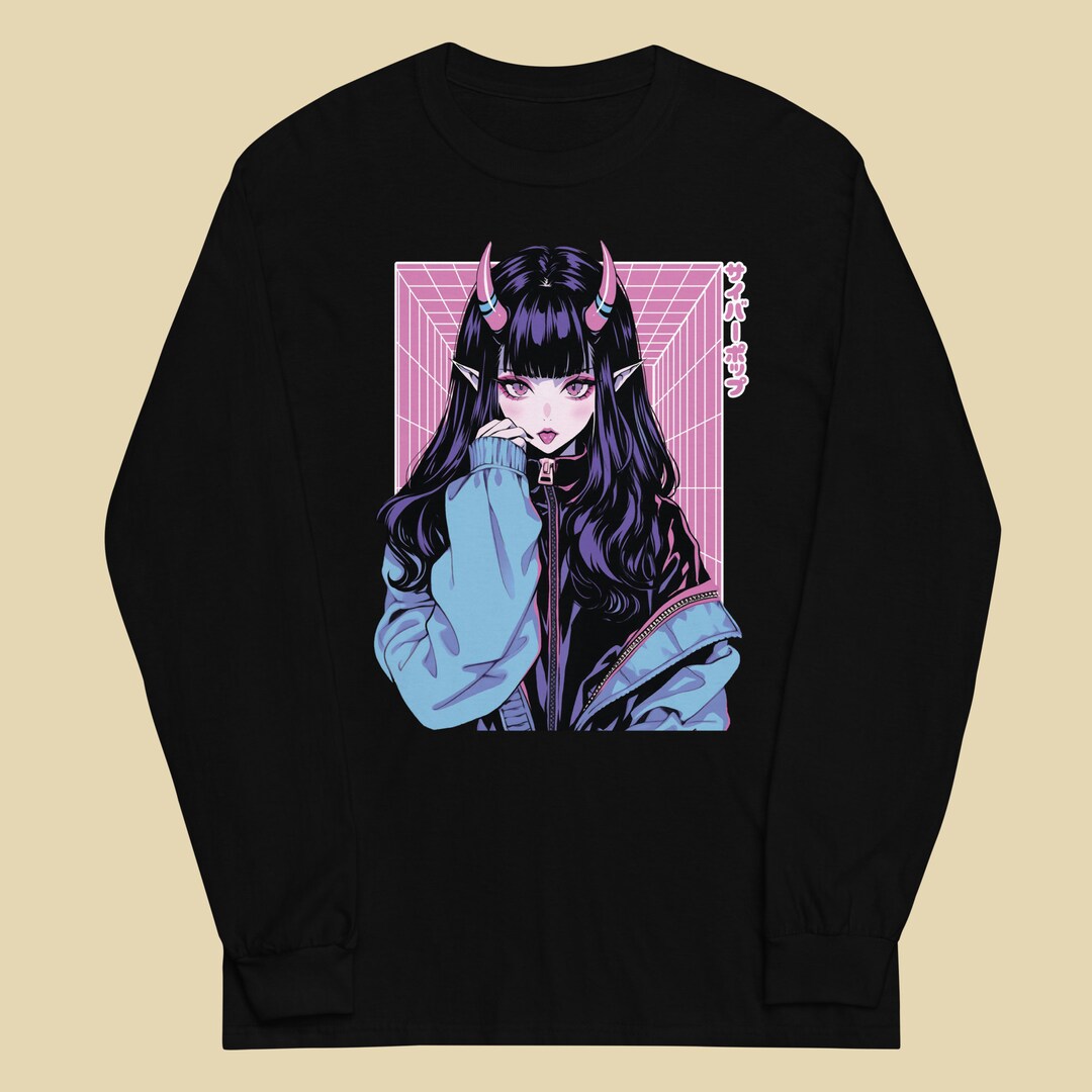 CYBER POP DEVIL Anime Style Aesthetic Long Sleeve Shirt - Etsy