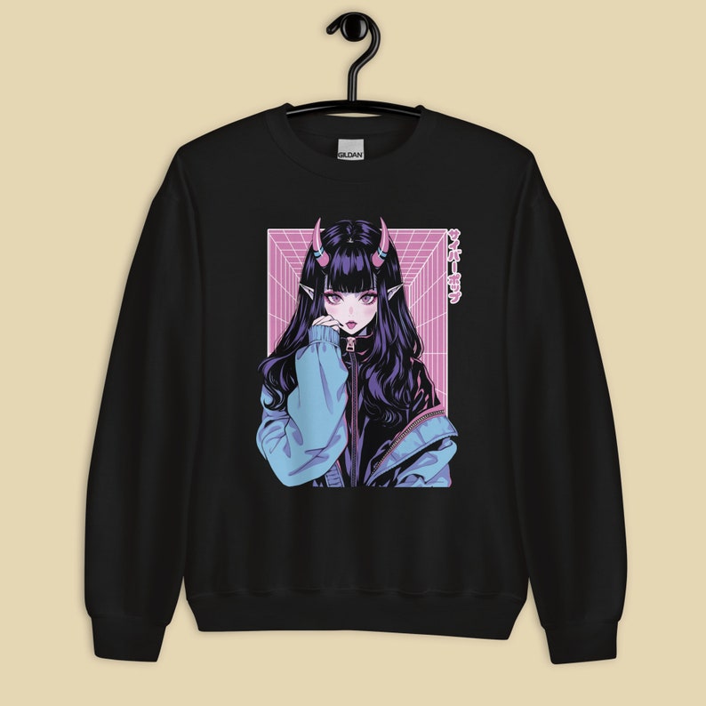 CYBER POP DEVIL Anime Style Aesthetic Sweatshirt - Etsy