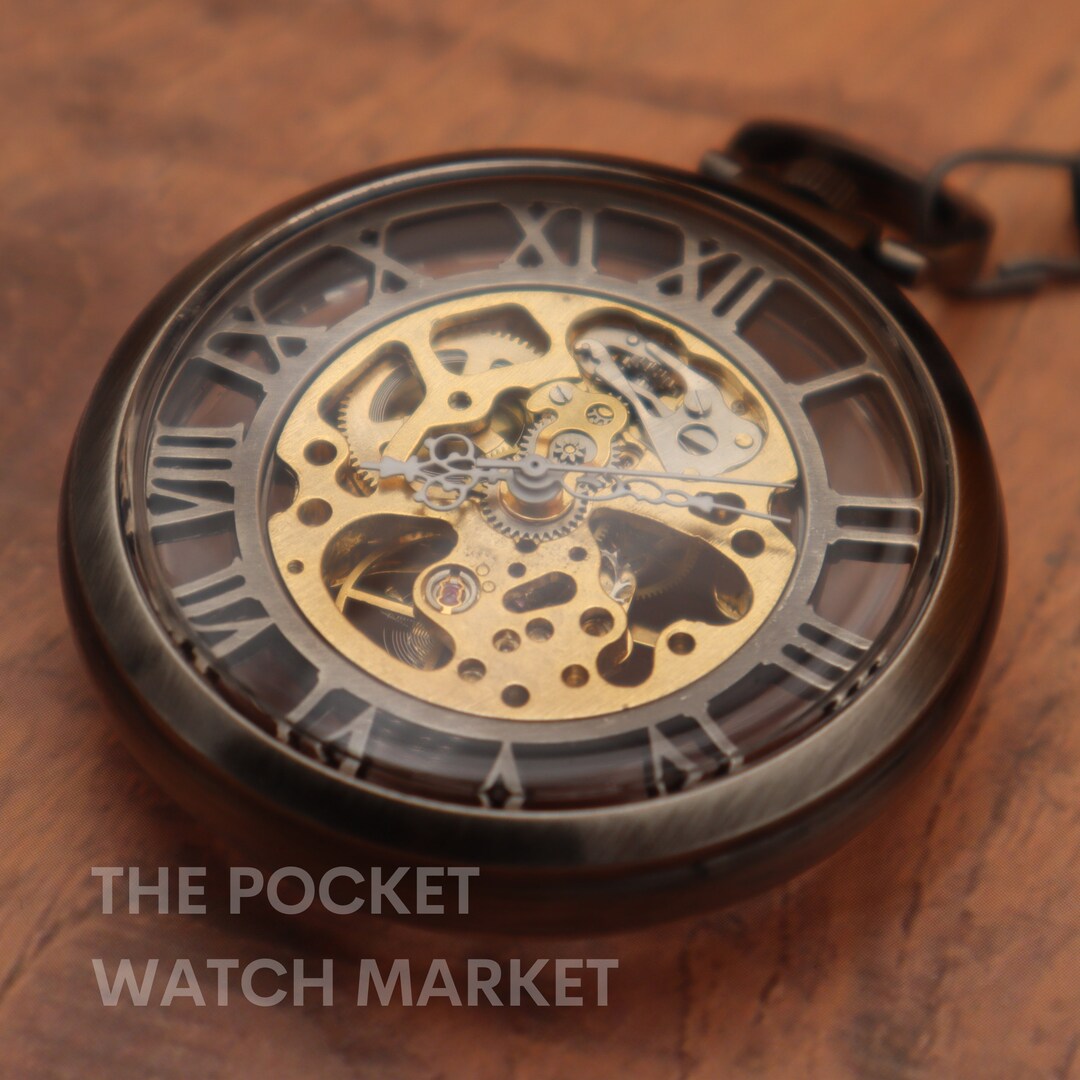 Classic Signature Mechanical Pocket Watch "the Planck" - Black Vintage ...